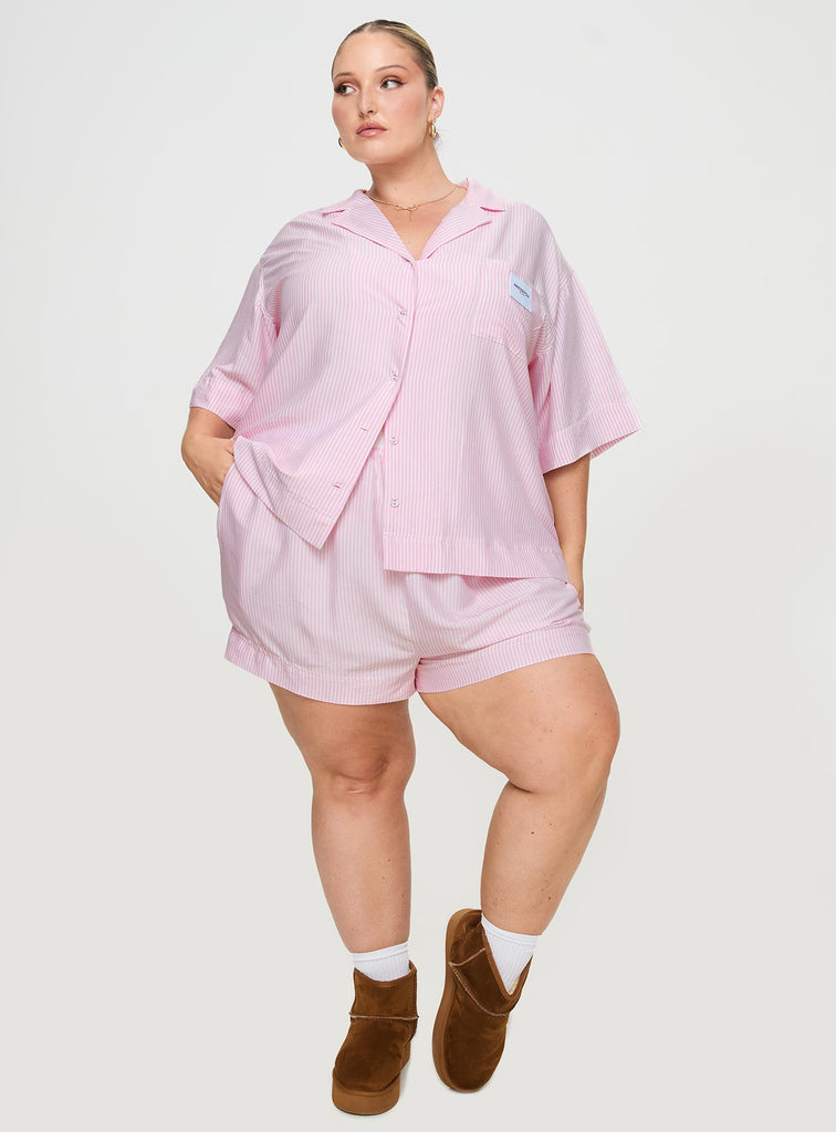 Early Riser Sleep Shirt Pink Stripe Curve | Princess Polly