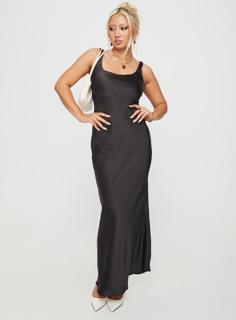 Penelopy Bias Cut Maxi Dress Black | Princess Polly
