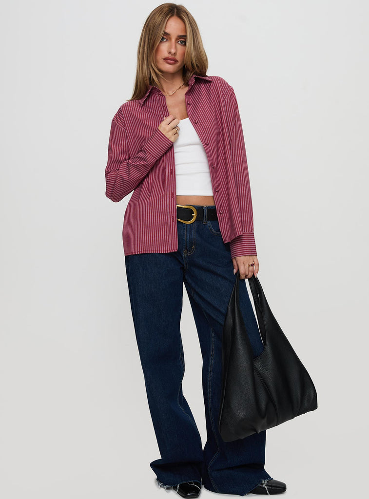 Mandisa Long Sleeve Top Red Stripe | Princess Polly