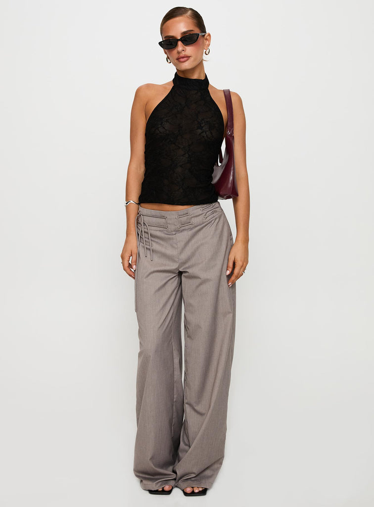 Hotter Than Fire Lace Halter Top Black | Princess Polly USA