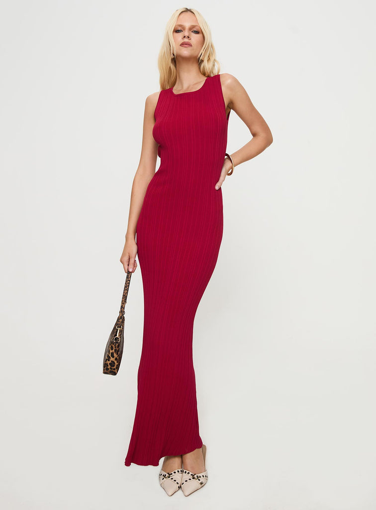 Mayok Maxi Dress Burgundy | Princess Polly