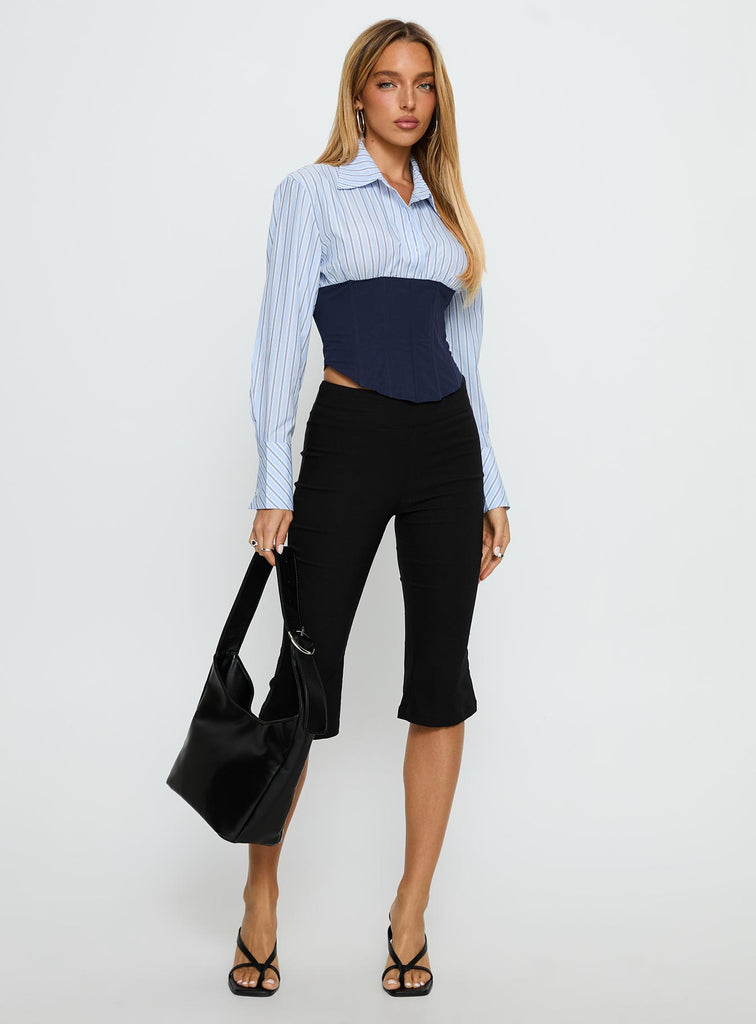 Darvell Corset Shirt Blue | Princess Polly