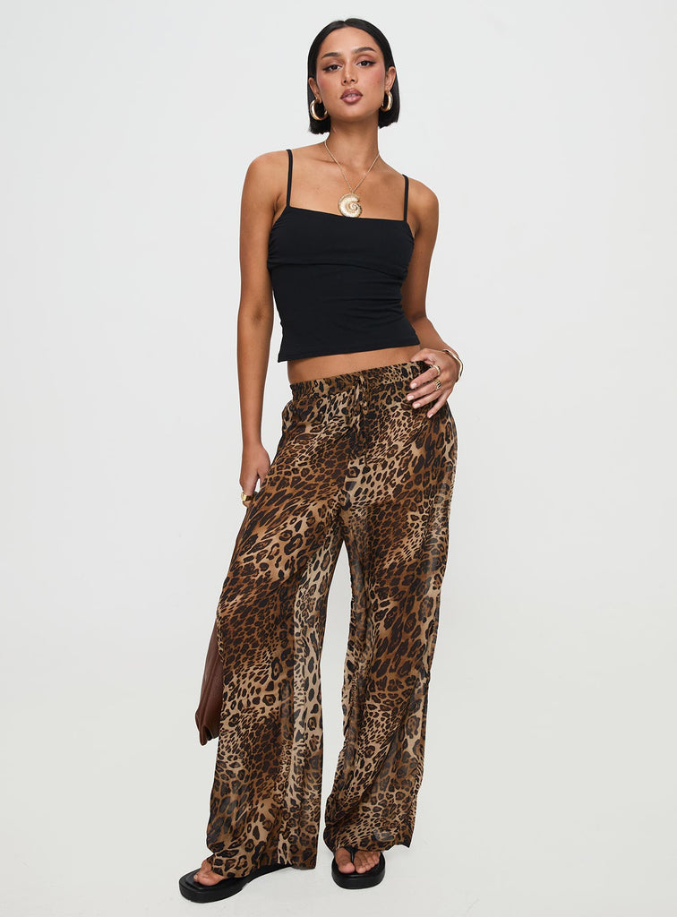Fyre Wide Leg Pant Leopard | Princess Polly