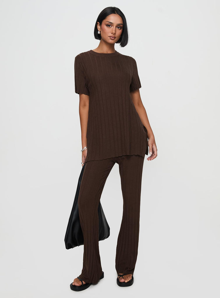 Niah Ribbed Top Chocolate | Princess Polly