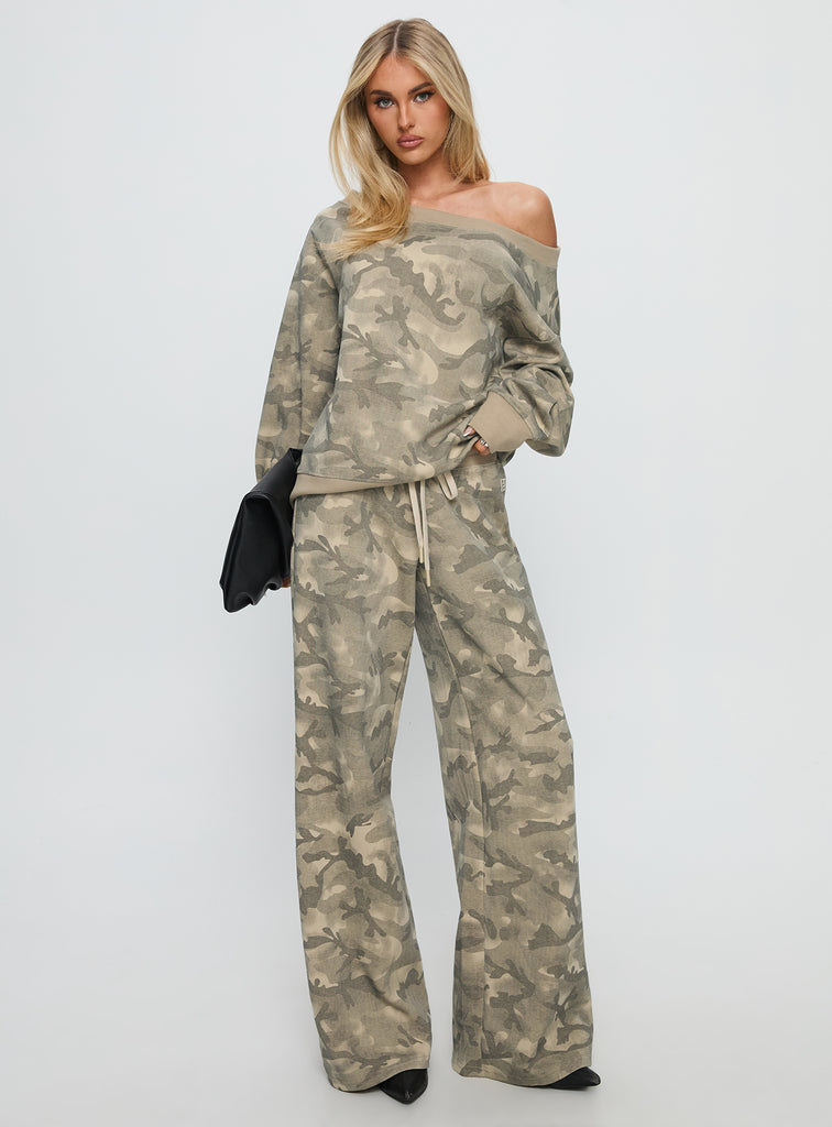 Dodie Wide Leg Pants Camo | Princess Polly