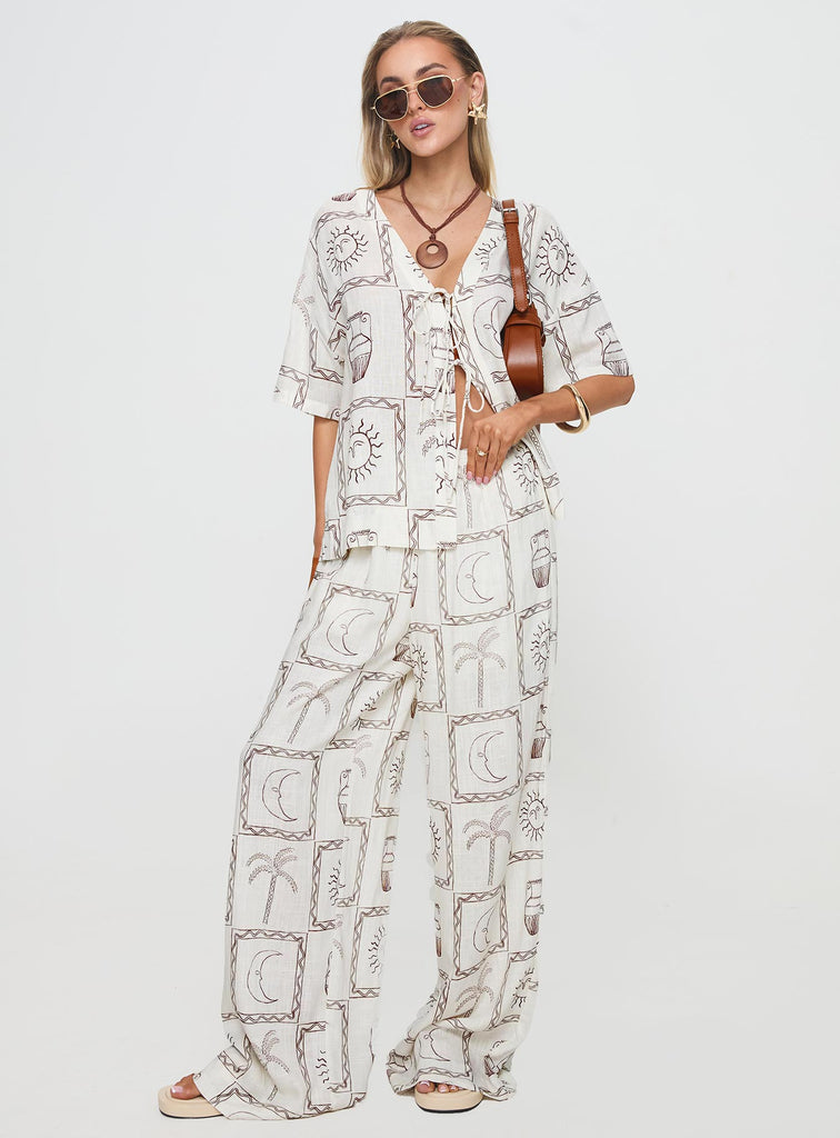 Sun Dream Pants Cream / Multi | Princess Polly