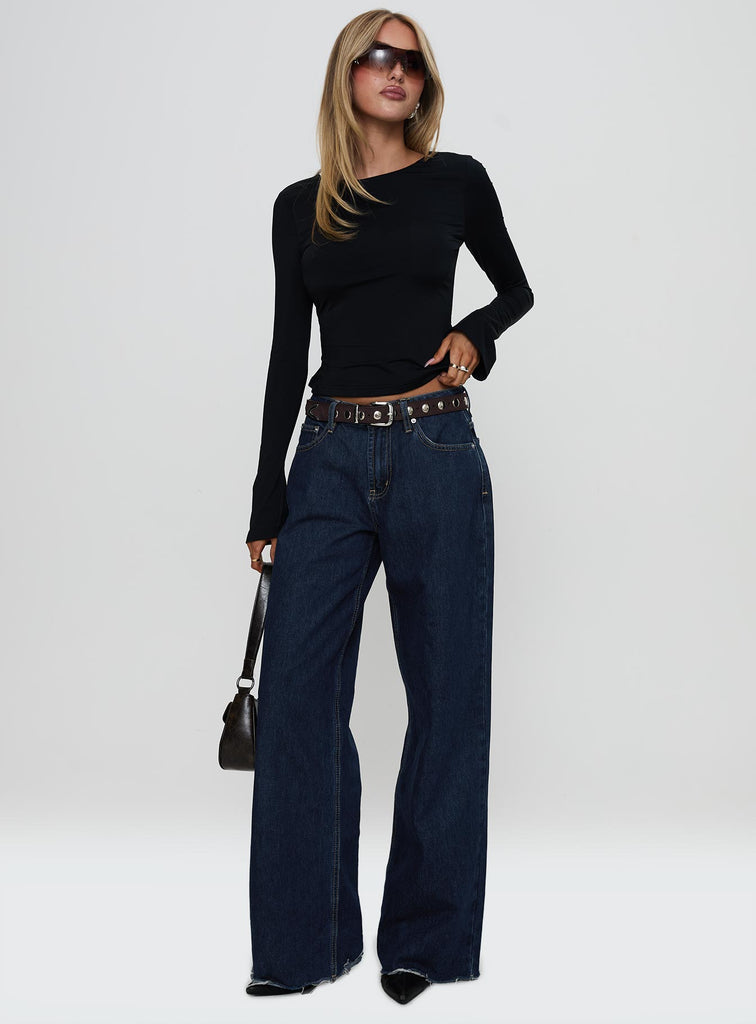 Harpur Long Sleeve Backless Top Black | Princess Polly