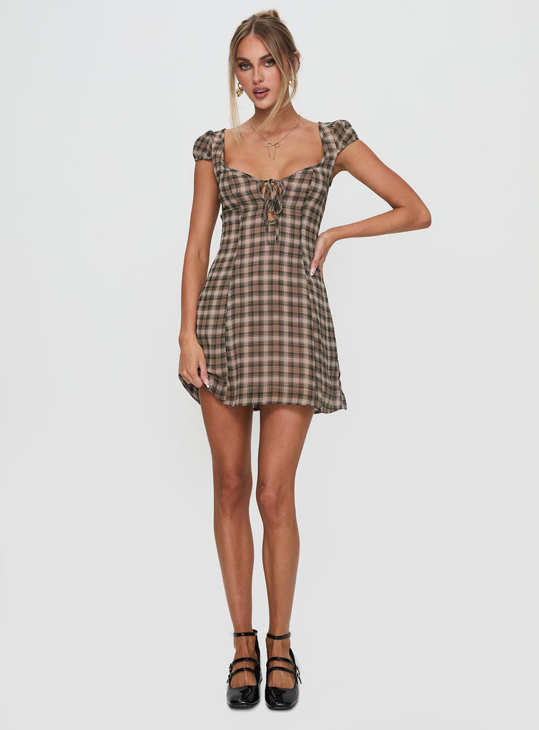 Alora Mini Dress Check Multi | Princess Polly