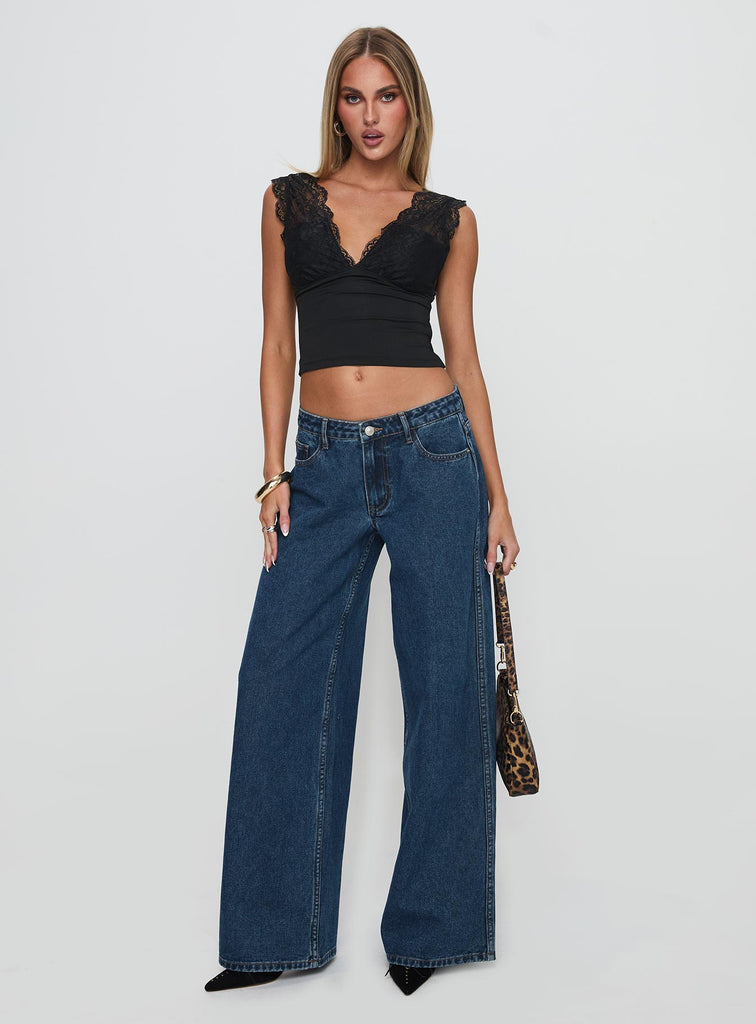 Ramos Low Rise Denim Jeans Dark Blue Wash | Princess Polly