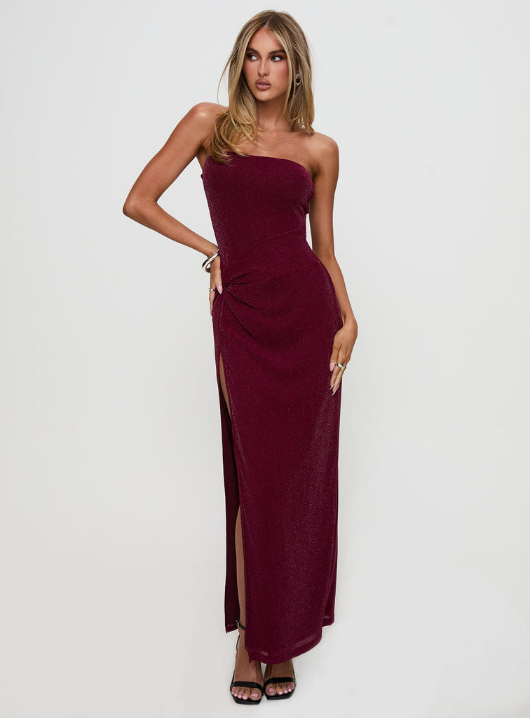Jeniva Straplesss Maxi Dress Plum | Princess Polly