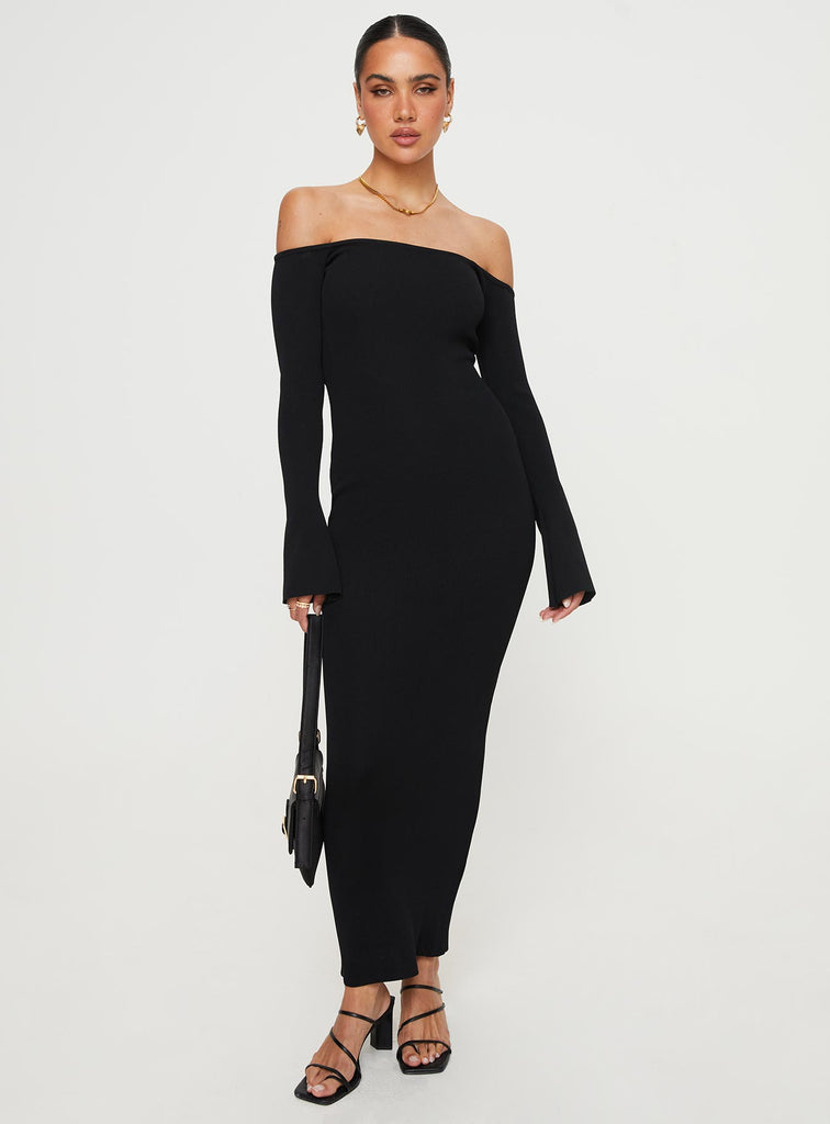 Parisa Off The Shoulder Maxi Dress Black | Princess Polly