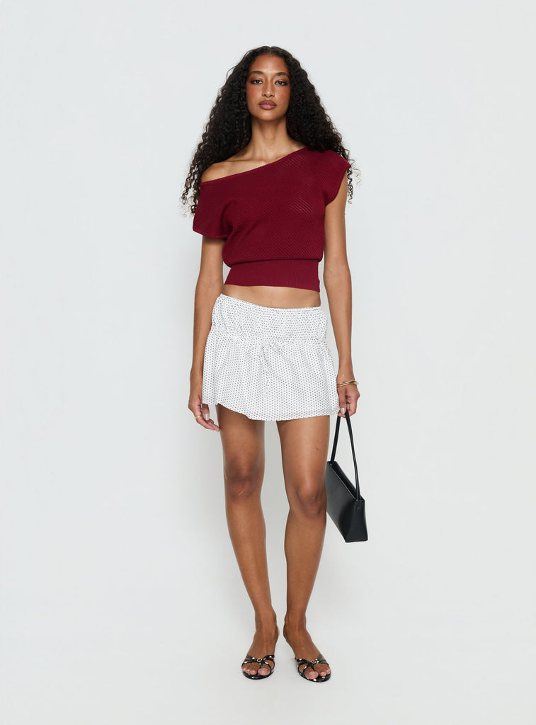 Nomi Mini Skirt White Polka Dot | Princess Polly