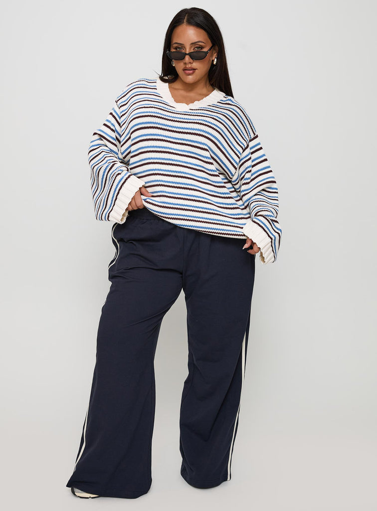 Karolyn Sweater Blue Stripe Curve | Princess Polly