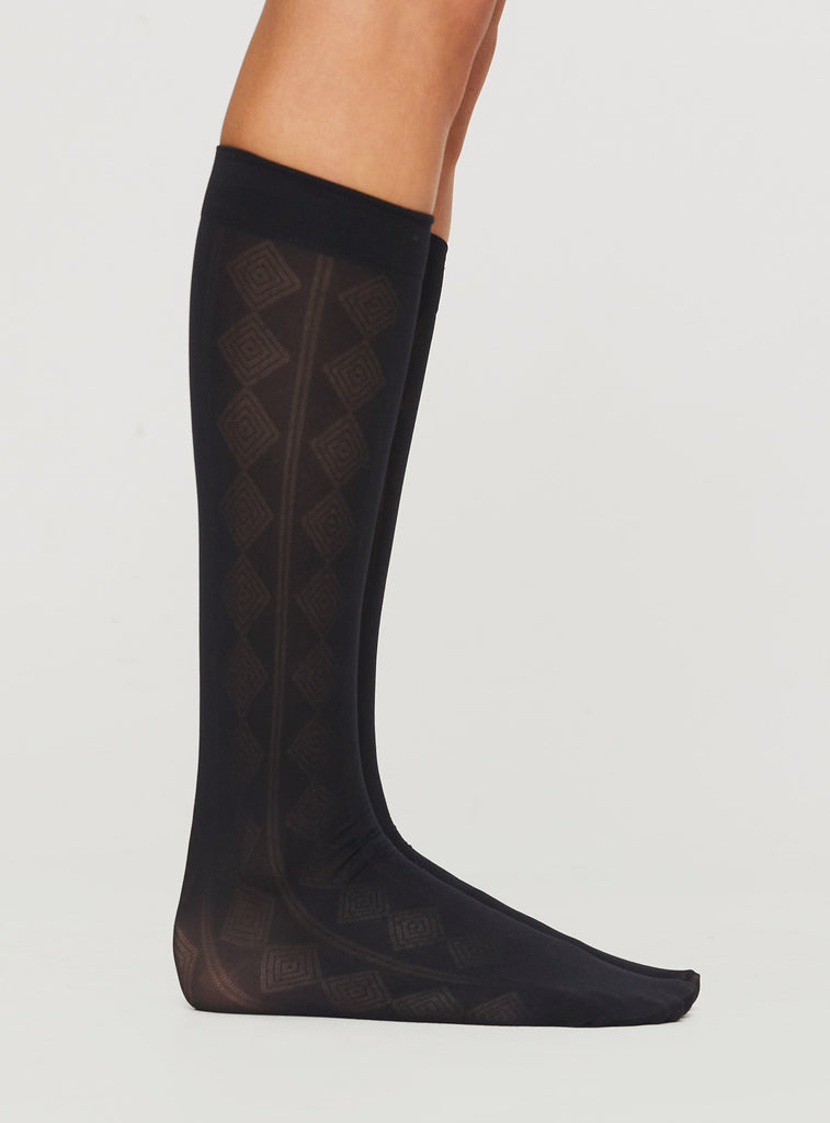 Campeon Knee High Socks Black | Princess Polly