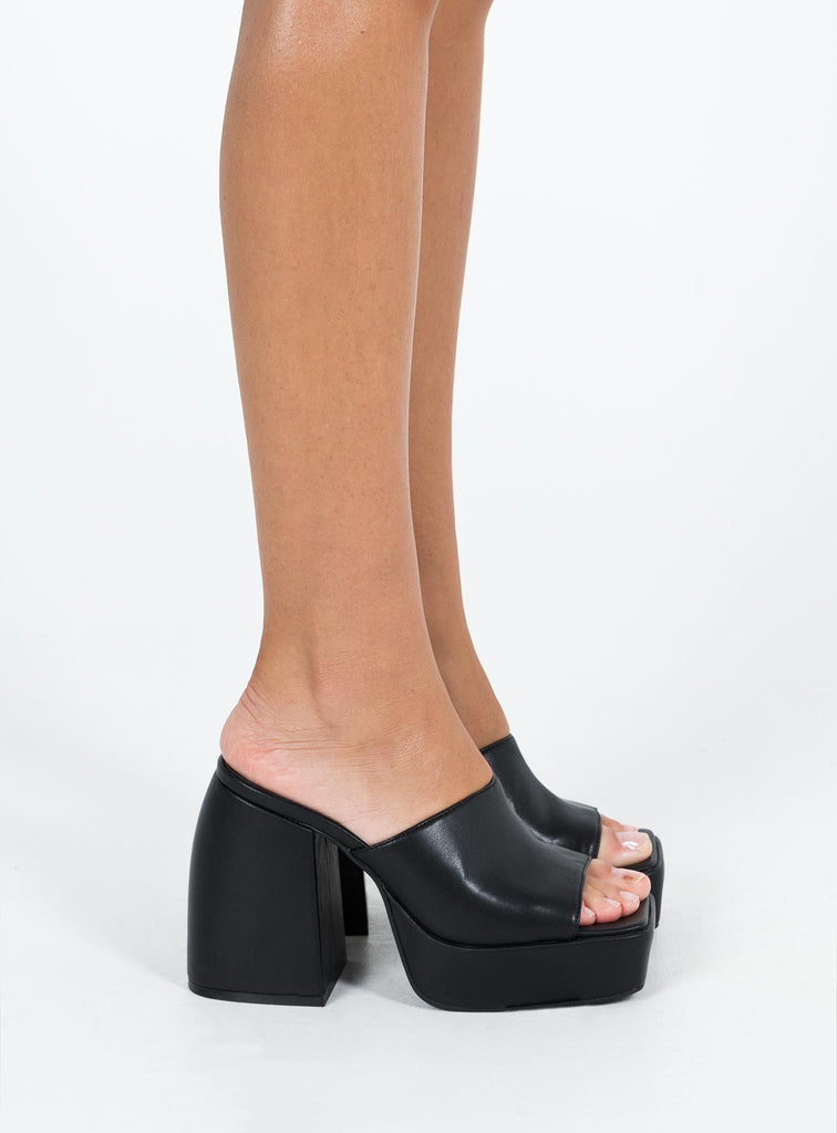 Hazel Platform Heels Black | Princess Polly
