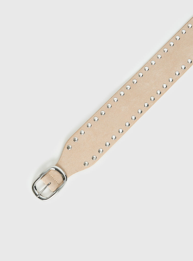 Spheres Stud Belt Beige / Silver | Princess Polly