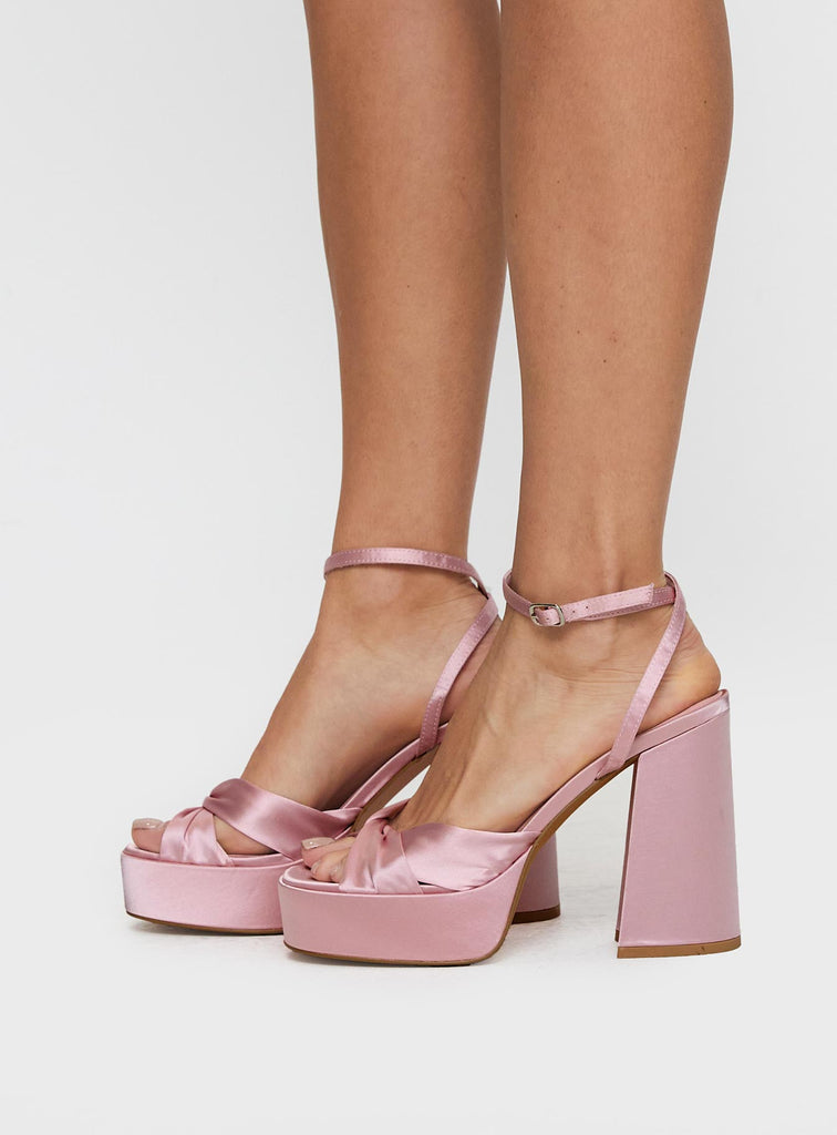Everlasting Satin Platform Heels Baby Pink | Princess Polly