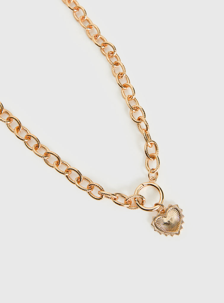 Darcee Heart Pendant Necklace Gold | Princess Polly