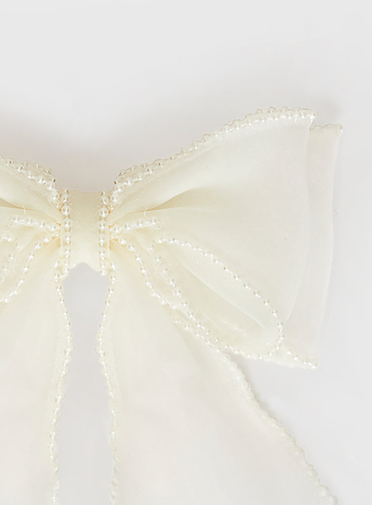 Emorie Hair Bow White | Princess Polly