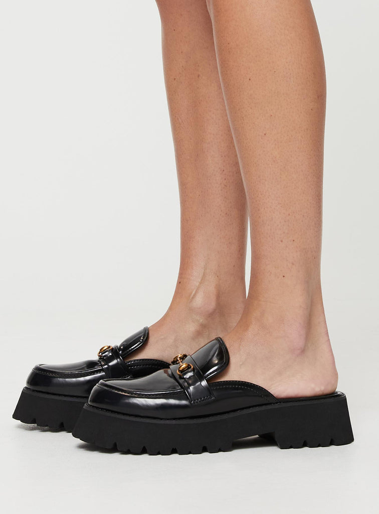 Lidia Mule Loafers Black | Princess Polly USA