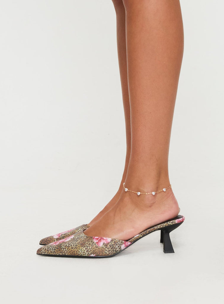 Ciaran Pointed Toe Heels Leopard Floral | Princess Polly