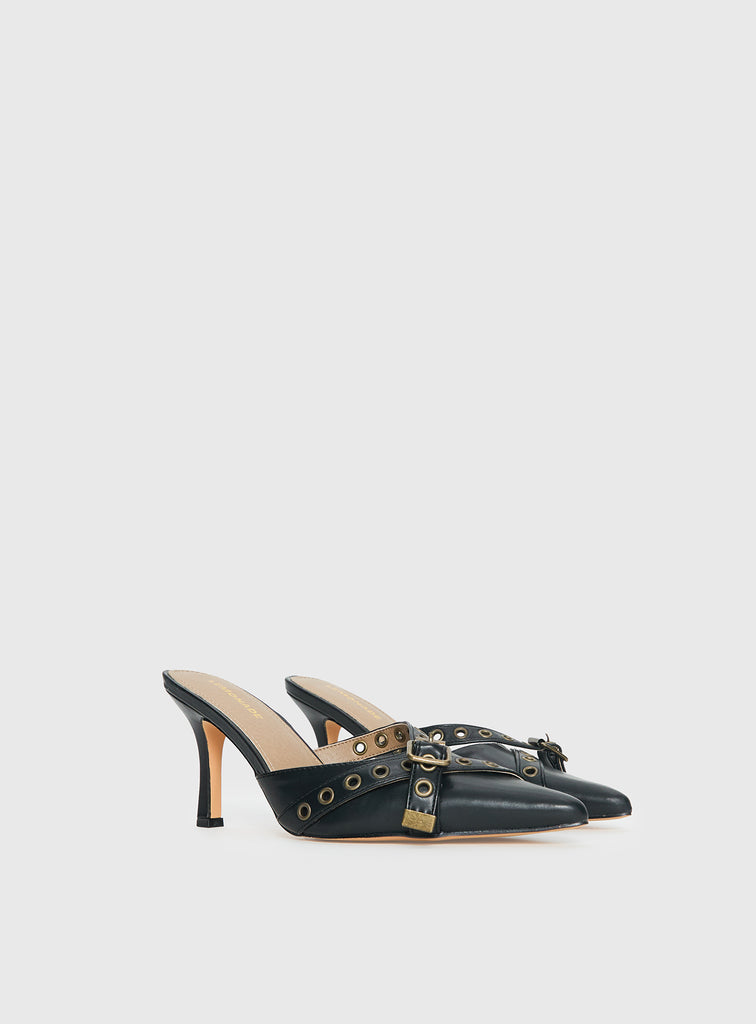 Compelling Pointed Toe Heels Black | Princess Polly