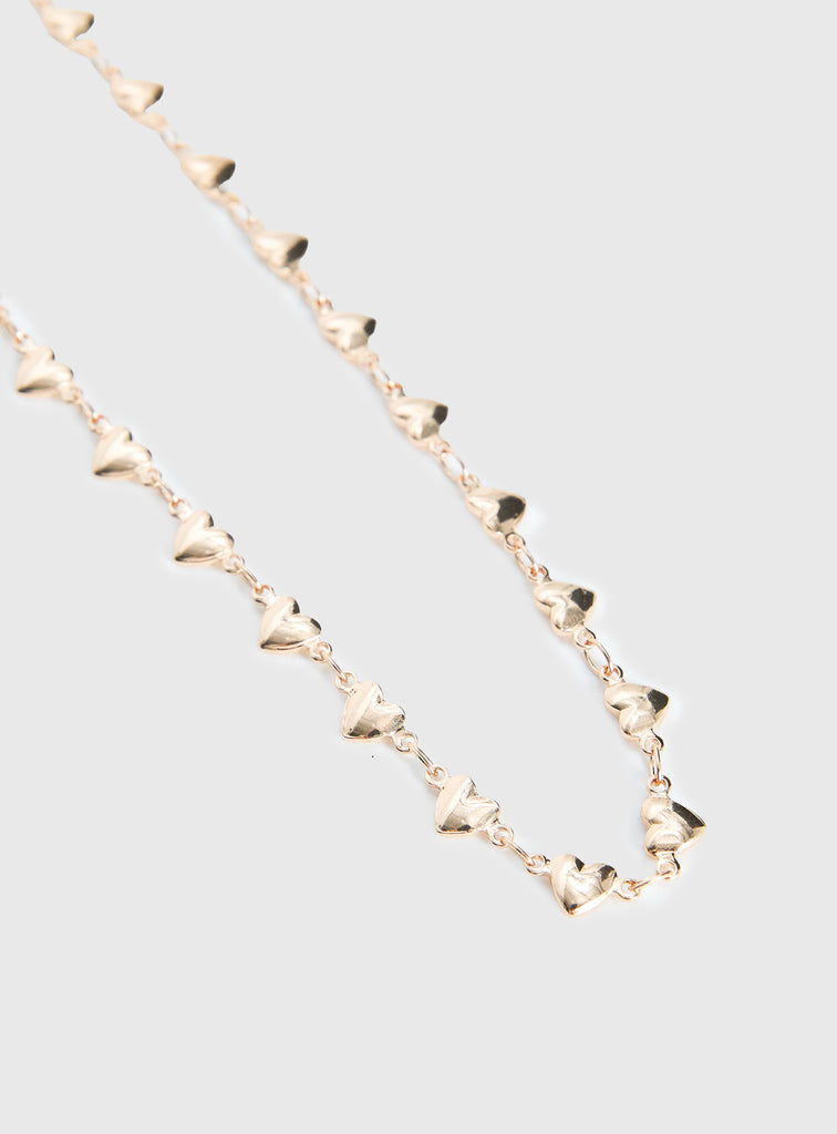 Kinsey Heart Necklace Gold | Princess Polly