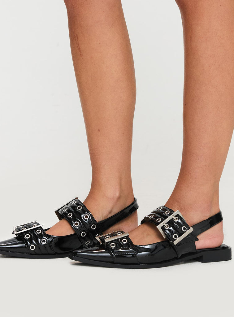 Therapy Matilda Flats Black Patent | Princess Polly USA