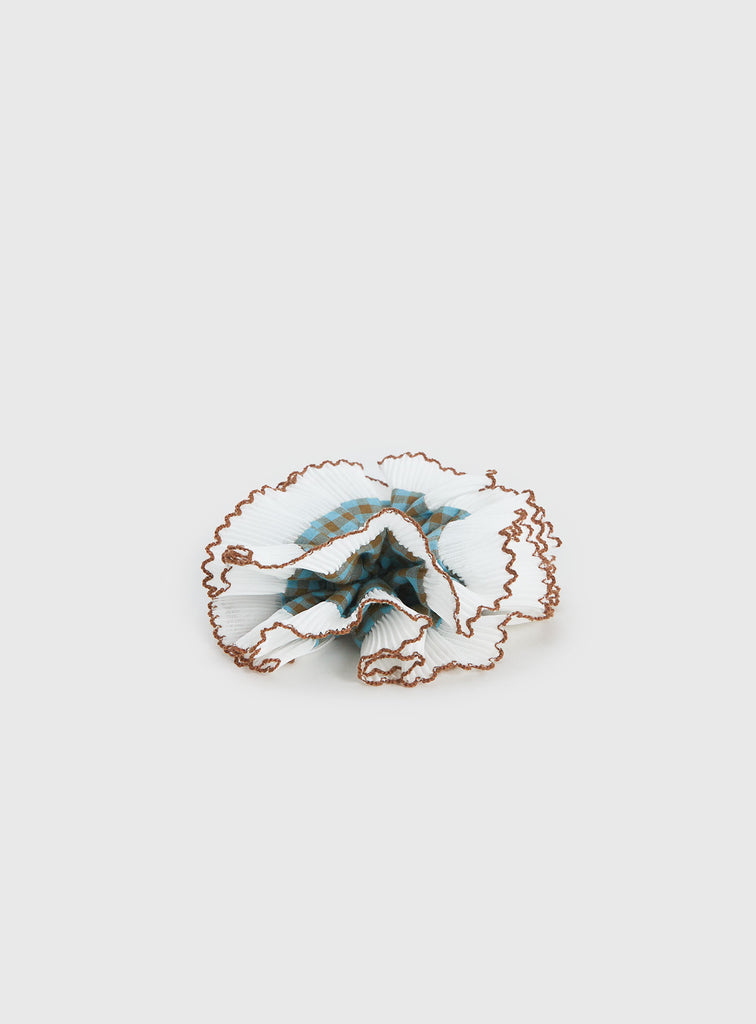 Fancy That Textured Scrunchie Blue Check | Princess Polly