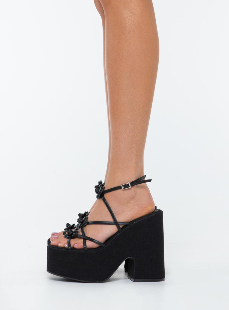 Joella Platform Heels Black | Princess Polly