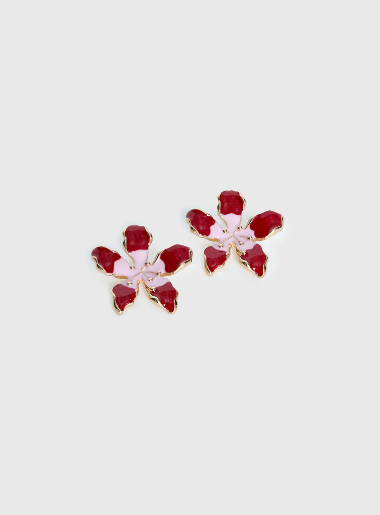 Ysabelle Flower Earrings Pink / Red | Princess Polly
