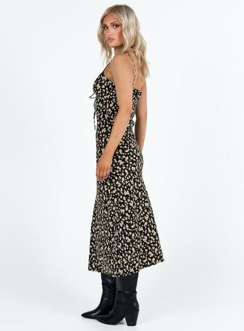 Kaplan Midi Dress Black / White Floral | Princess Polly USA