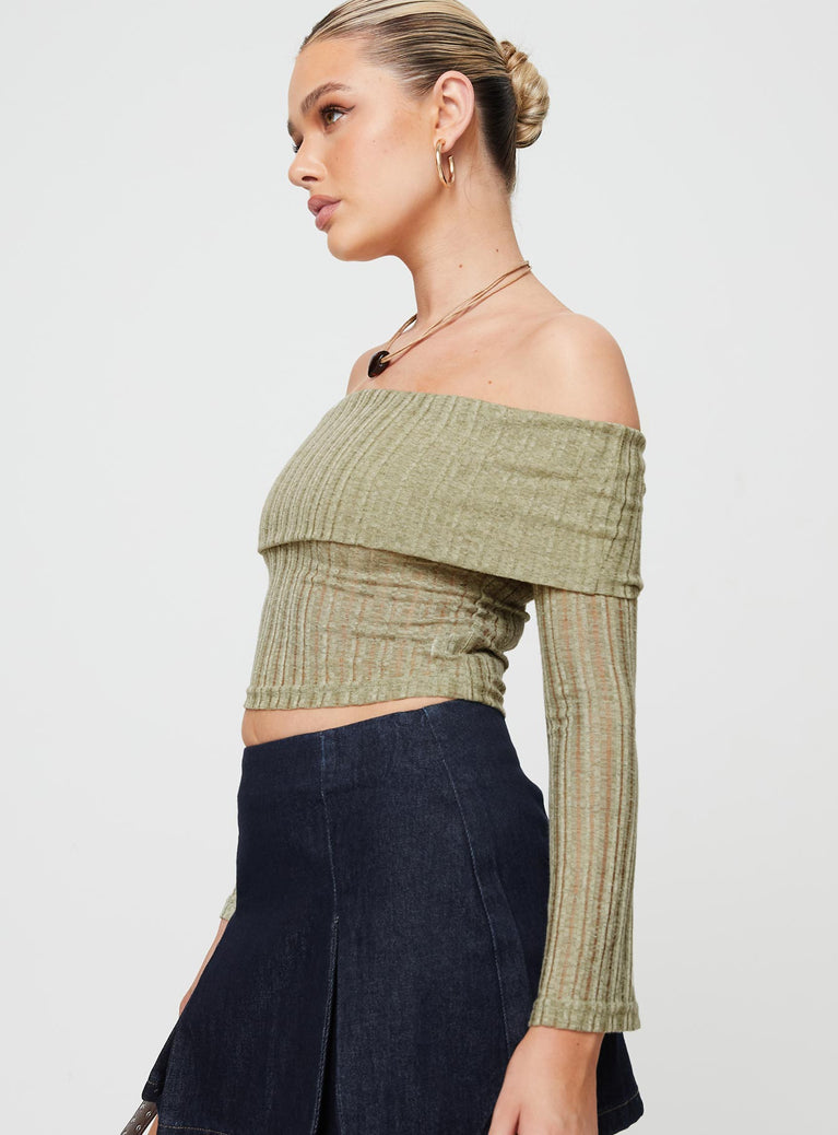 Vosti Off The Shoulder Top Olive | Princess Polly USA