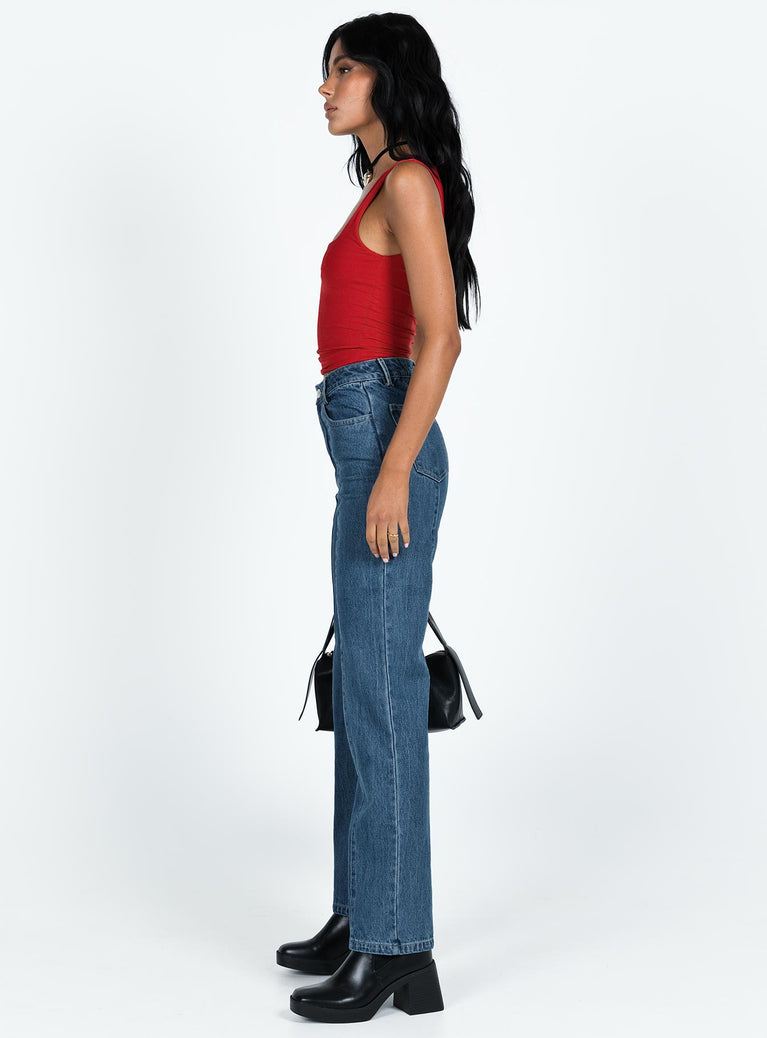 Kirk Straight Leg Jeans Dark Wash Denim | Princess Polly USA