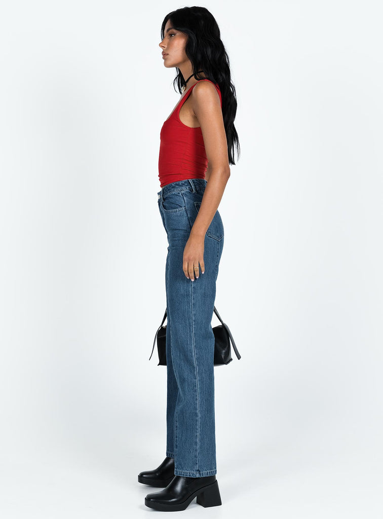 Kirk Straight Leg Jeans Dark Wash Denim | Princess Polly