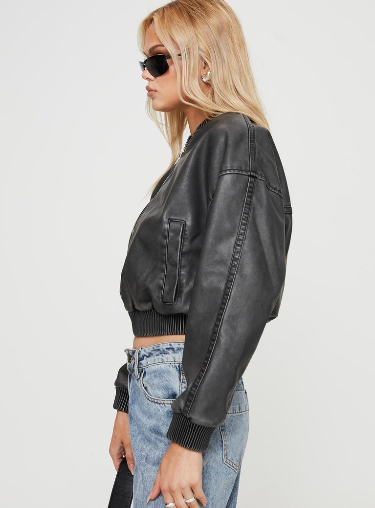 Project Faux Leather Jacket Slate | Princess Polly USA