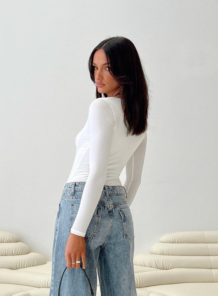 Zalin Long Sleeve Bodysuit White | Princess Polly