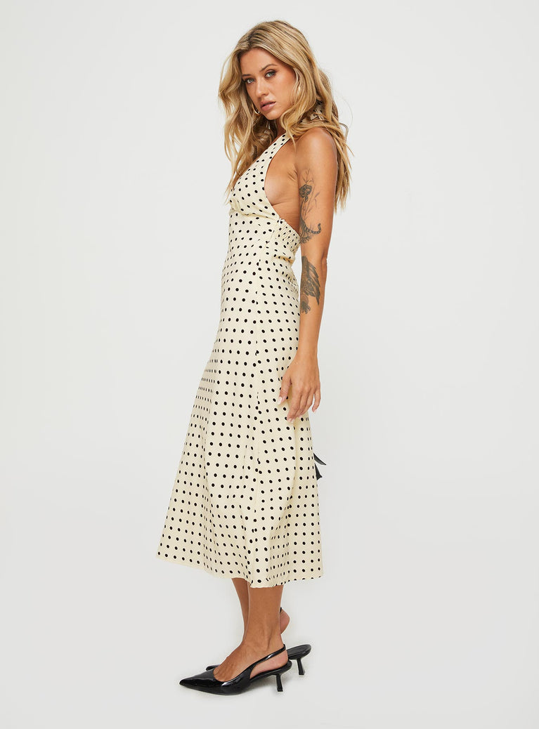 Kimbelle Halter Maxi Dress Cream / Polka Dot | Princess Polly USA