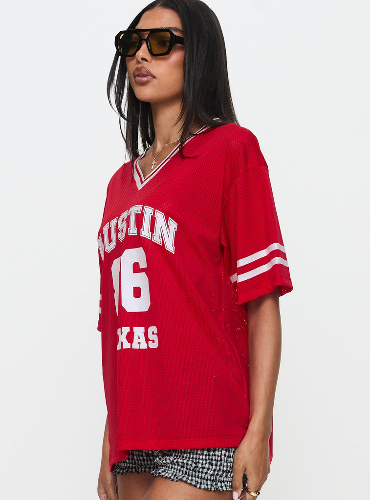 Austin Texas Sports Jersey Top Red | Princess Polly