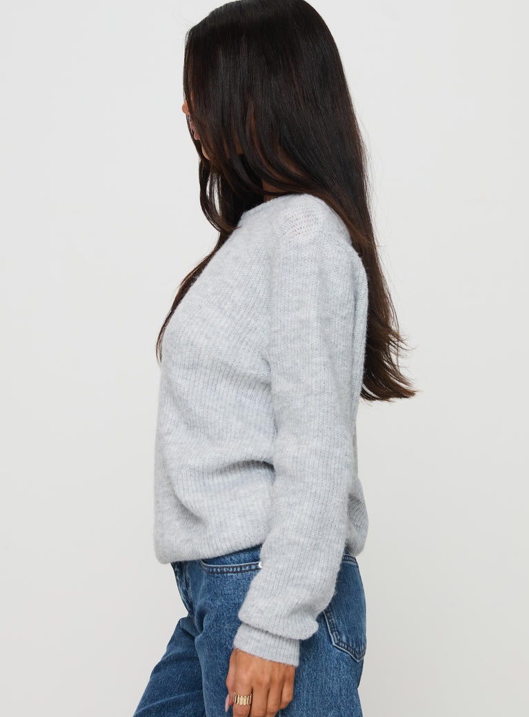 Abrams Rib Knit Crew Sweater Grey Marle | Princess Polly USA