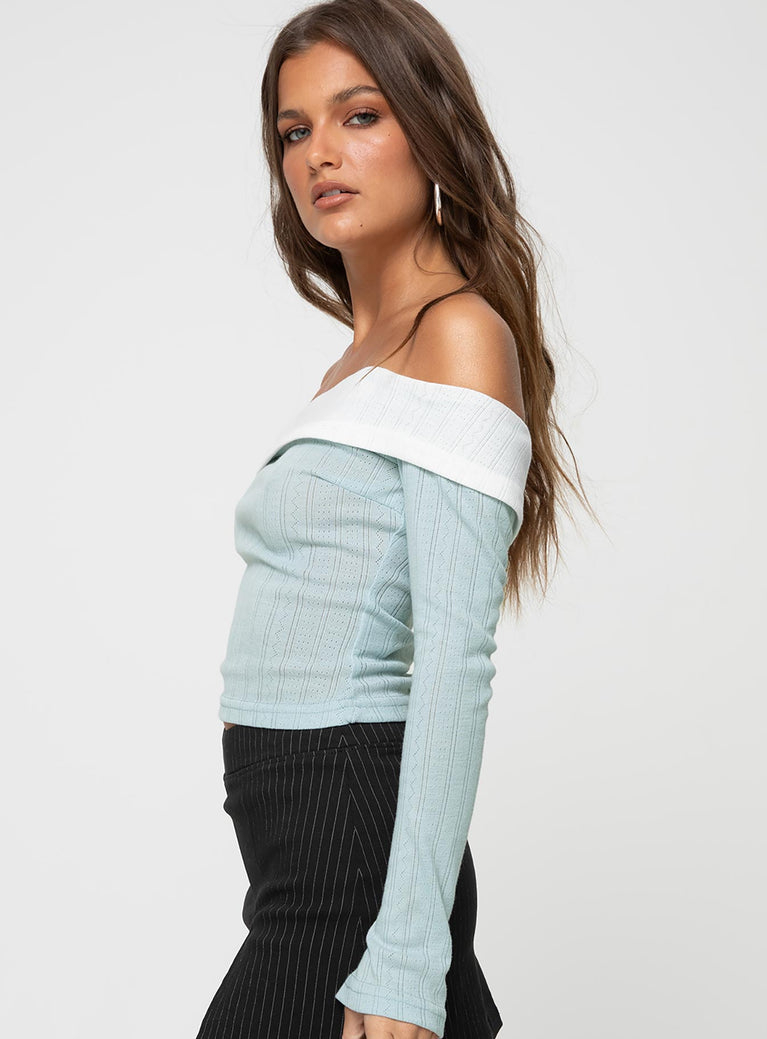 Lylan Off The Shoulder Top Blue | Princess Polly USA