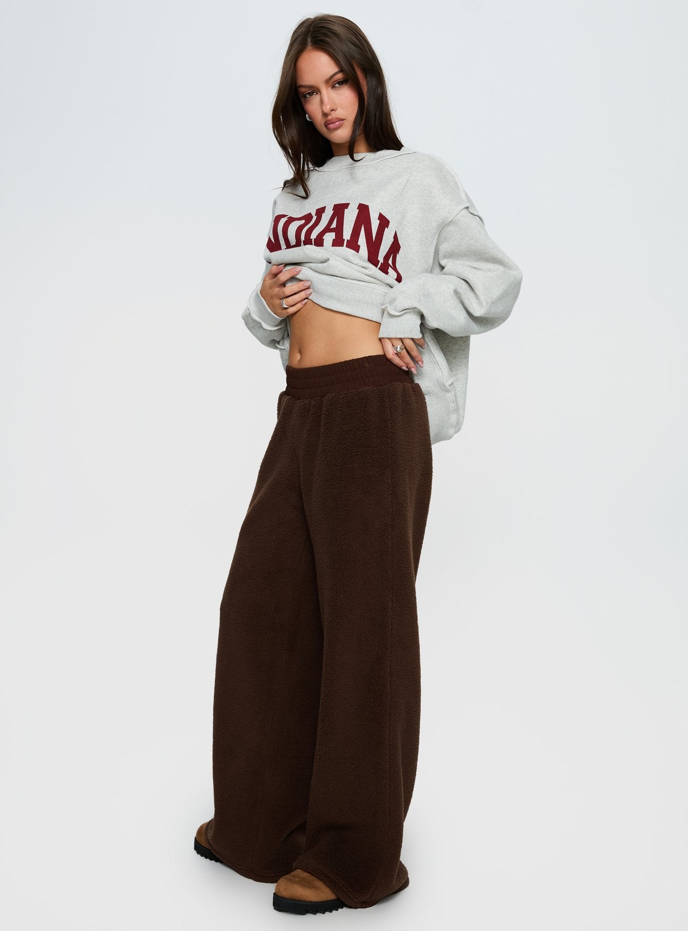 Siberia Fleece Track Pant Chocolate Brown | Princess Polly