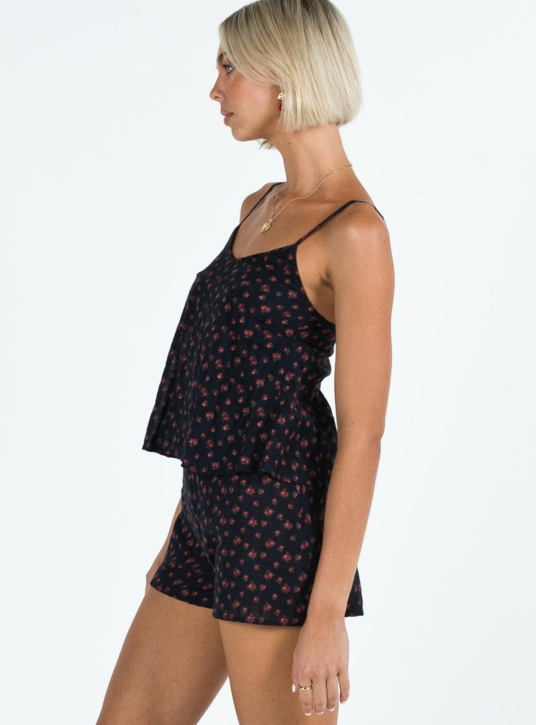 Deva Floral Romper Black Multi | Princess Polly