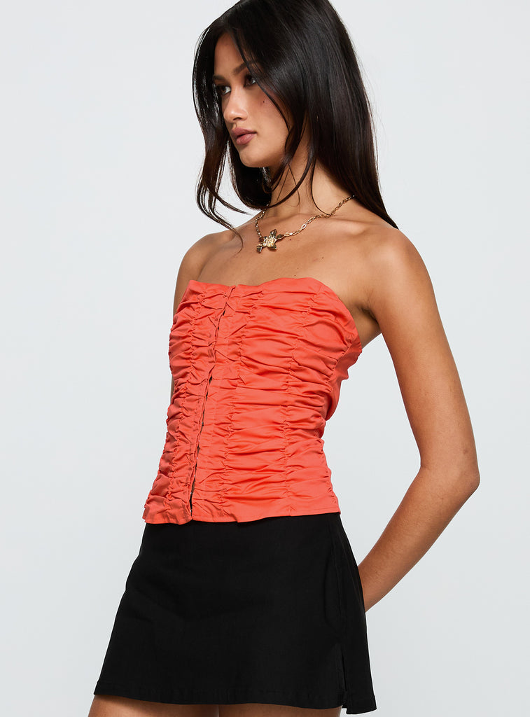Diamonds Are Forever Strapless Top Orange | Princess Polly
