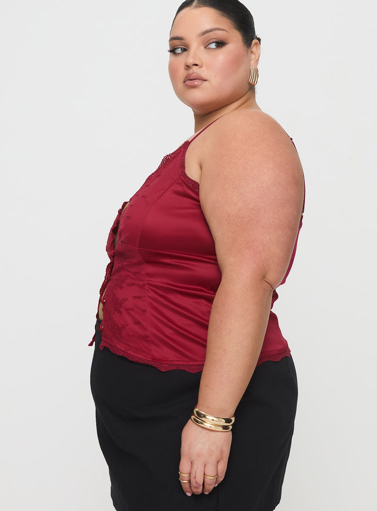 Juliana Top Dark Red Curve | Princess Polly