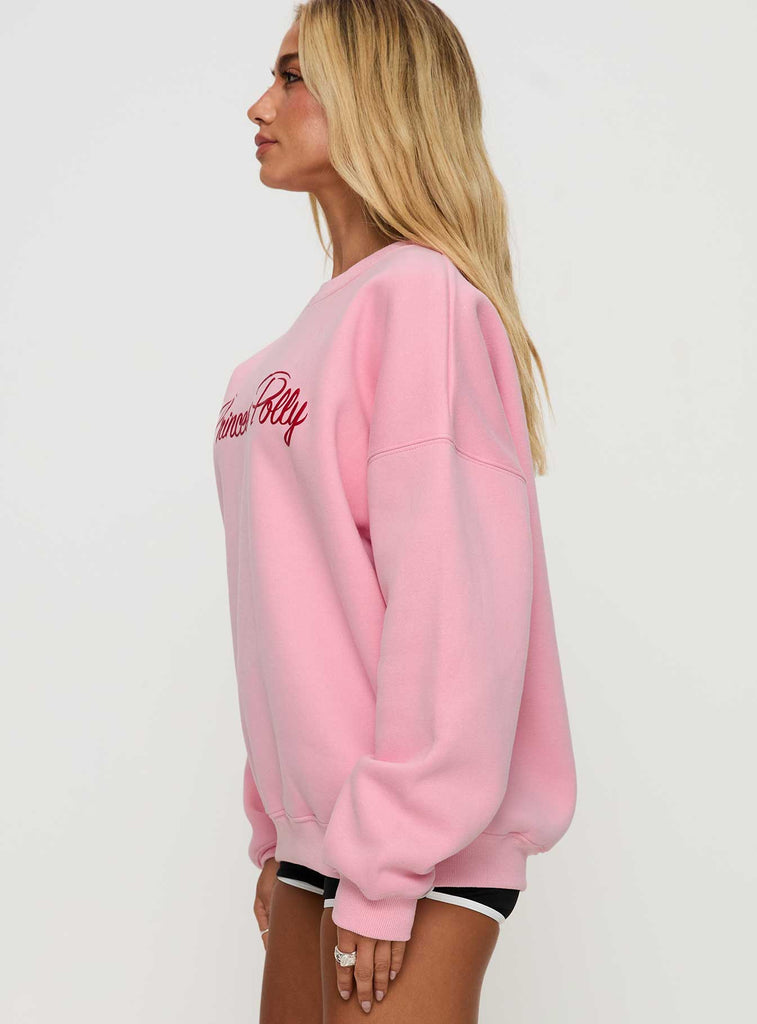 Princess Polly Classic Crew Neck Sweatshirt Bubble Text Pink | Princess ...