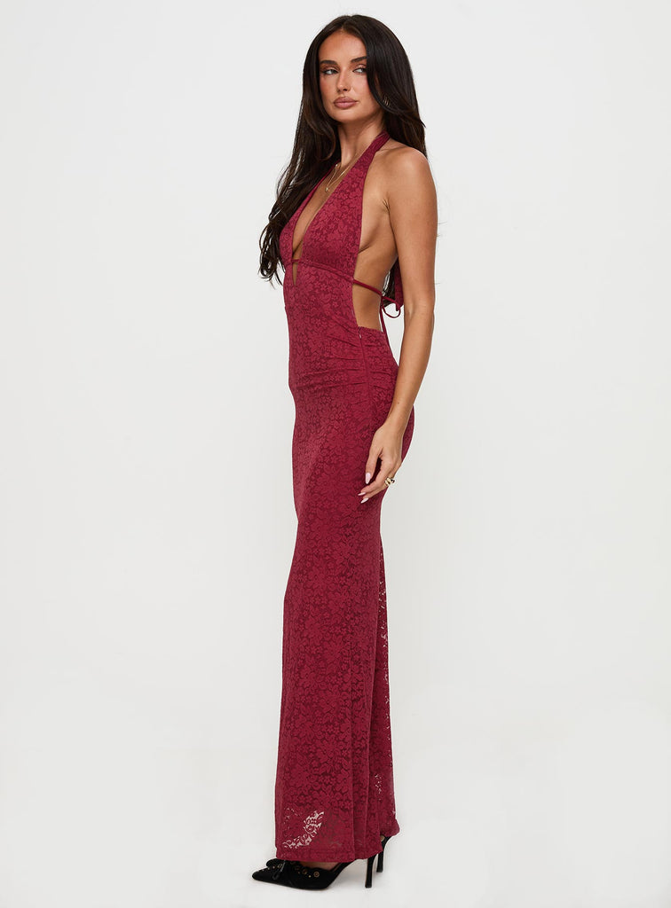 Karmyn Plunge Maxi Dress Red | Princess Polly