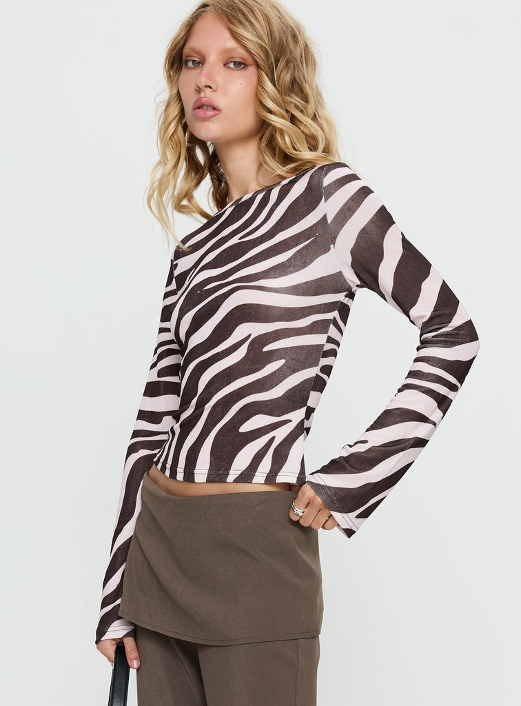 Casidee Long Sleeve Top Zebra | Princess Polly
