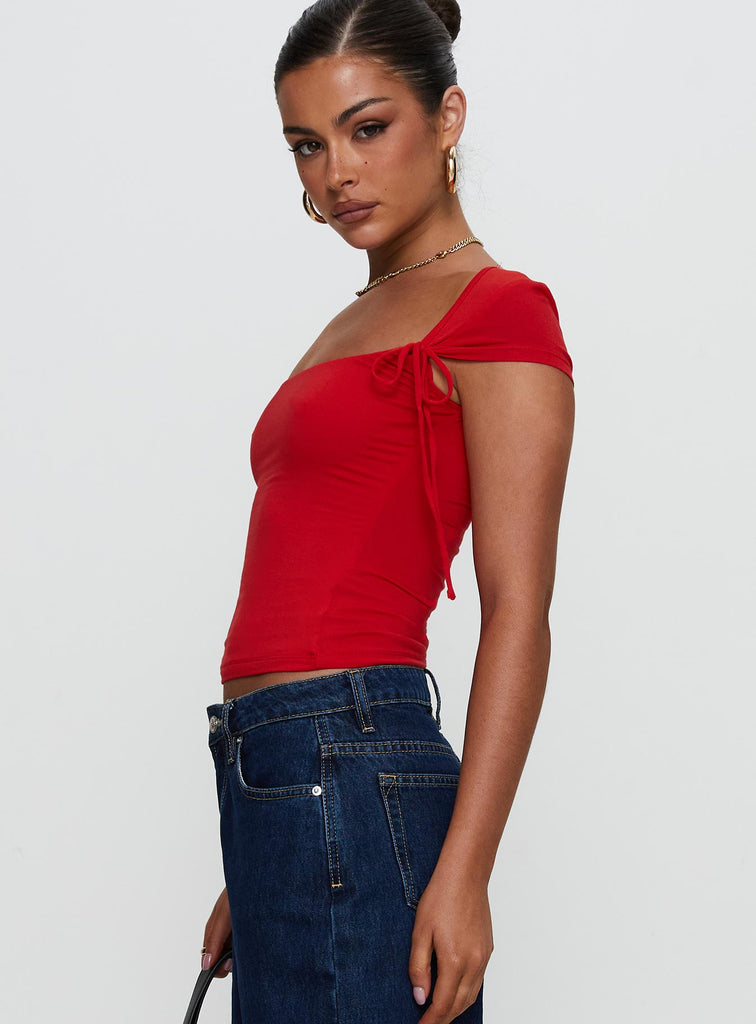 Daena Tie Detail Top Red | Princess Polly