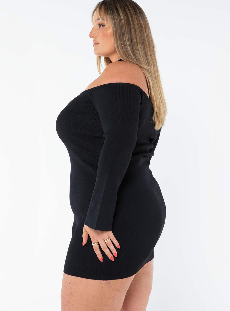 Parisa Long Sleeve Mini Dress Black Curve | Princess Polly USA